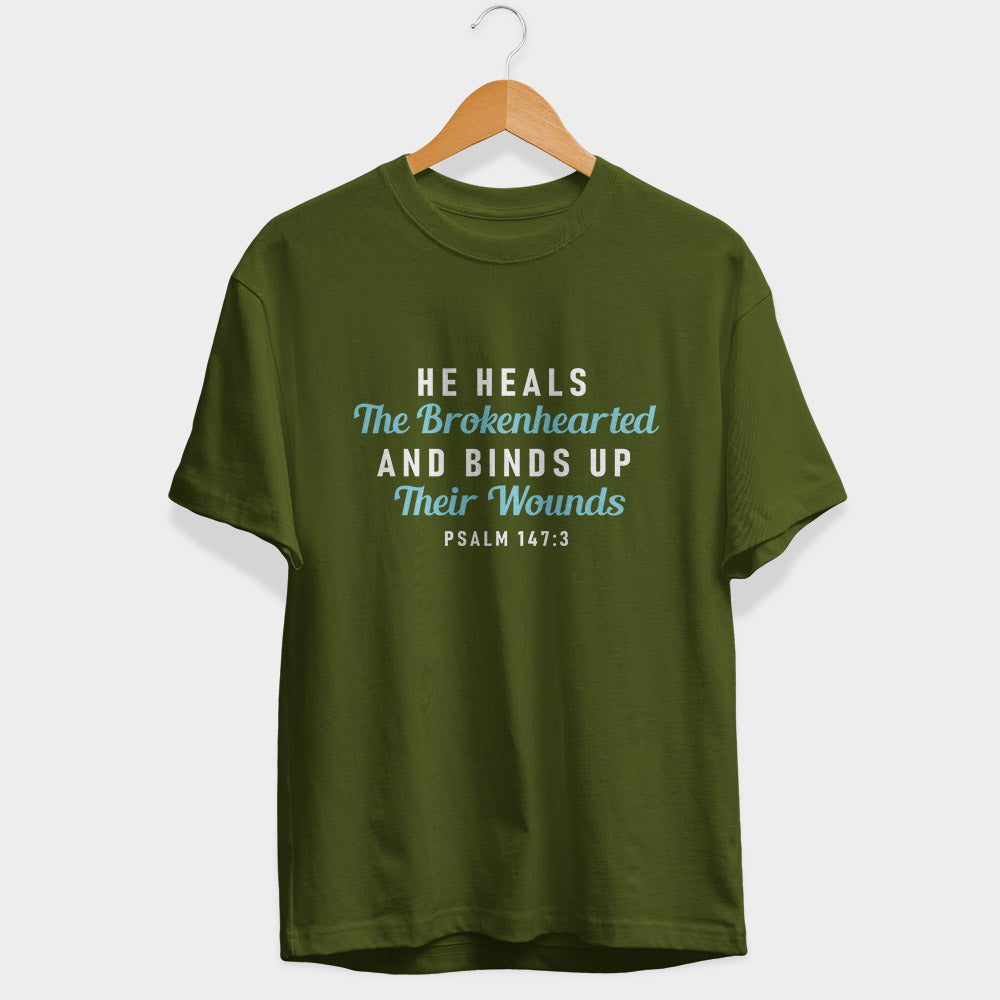 He Heals The Brokenhearted Half Sleeve T-Shirt – Divine Faith